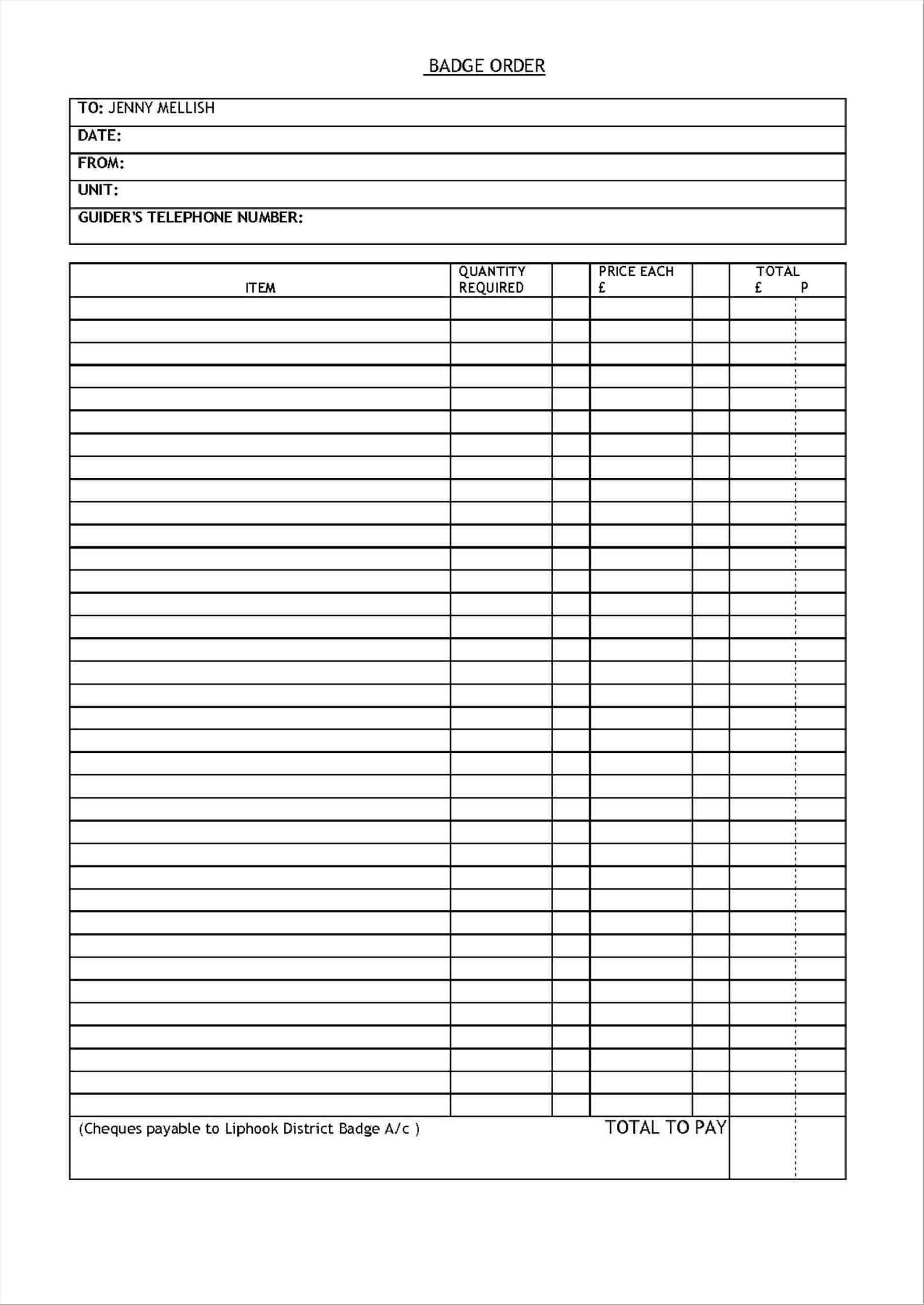 Blank Order Form Template - BestTemplatess - BestTemplatess