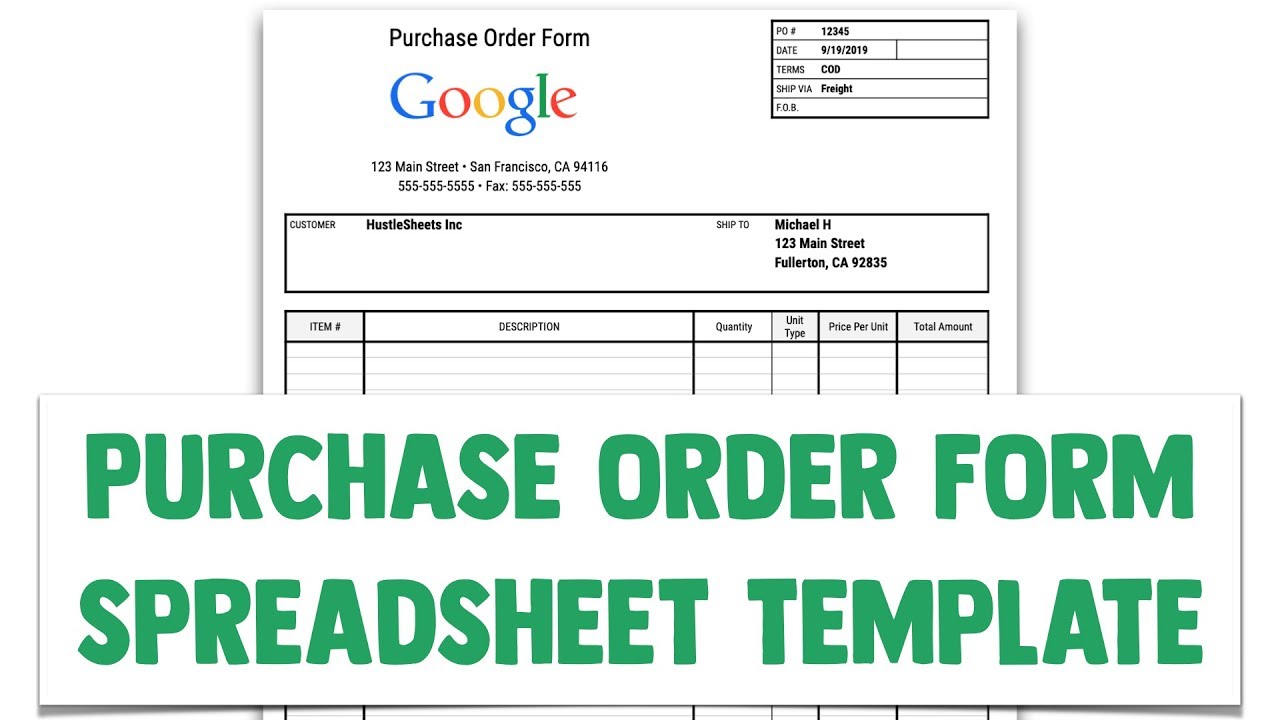 Purchase Order Template Google Docs - BestTemplatess - BestTemplatess