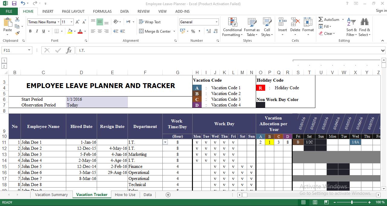 Employee Attendance Tracker Excel Template - BestTemplatess ...