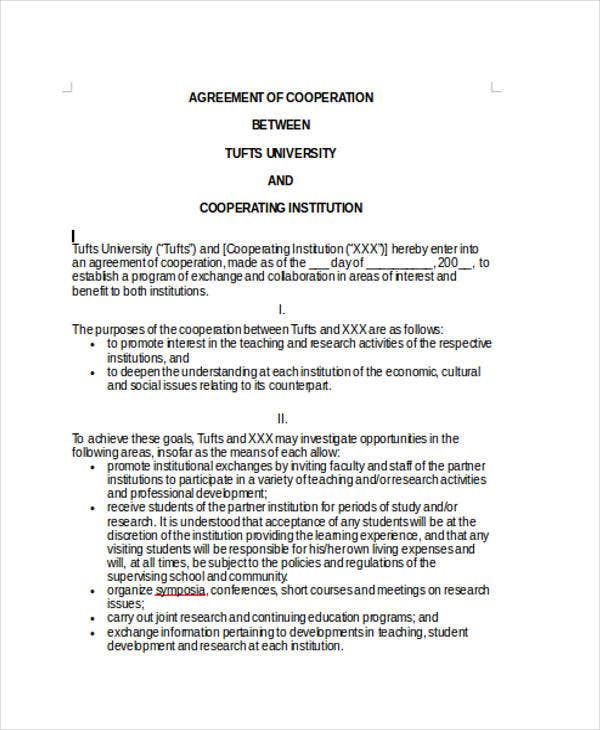 Cooperation Agreement Template - BestTemplatess - BestTemplatess