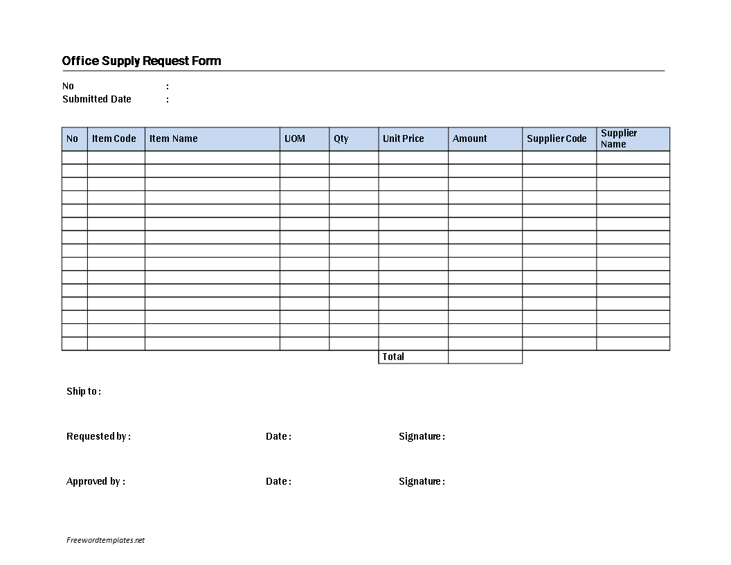 Office Supplies Order Form Template Free - BestTemplatess - BestTemplatess