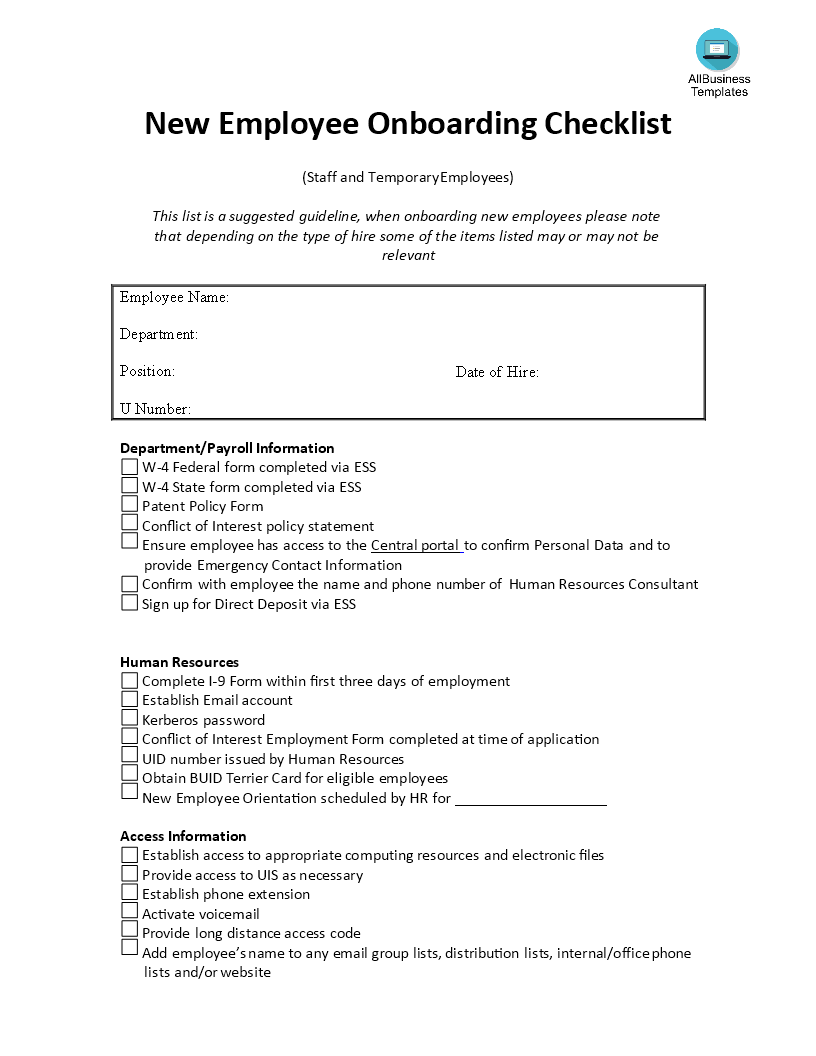 Free Onboarding Checklist Template Excel - BestTemplatess - BestTemplatess