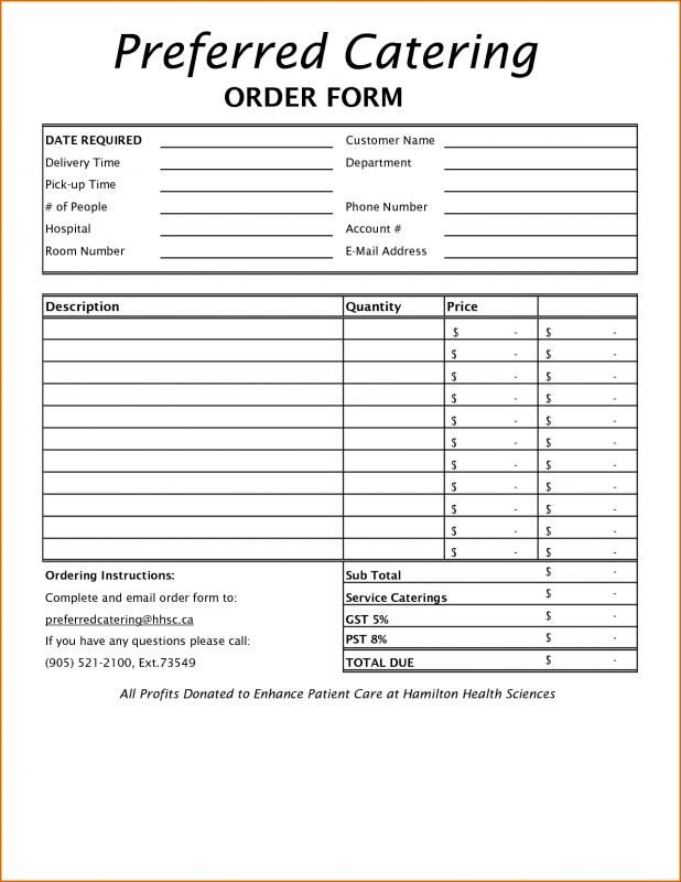 Pick Up Order Form Template - BestTemplatess - BestTemplatess
