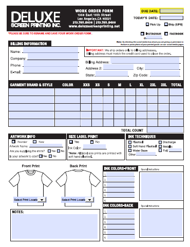 Embroidery Order Form Template Free - BestTemplatess - BestTemplatess