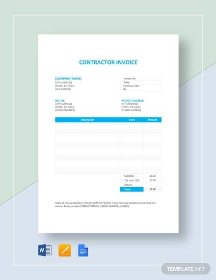 Construction Job Invoice Template - BestTemplatess - BestTemplatess