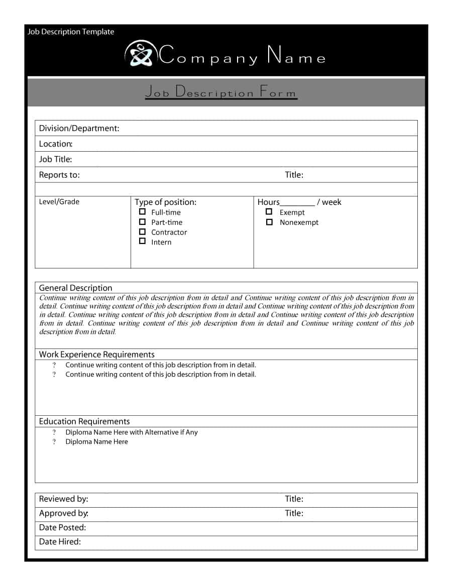 Daily Job Description Template - BestTemplatess - BestTemplatess
