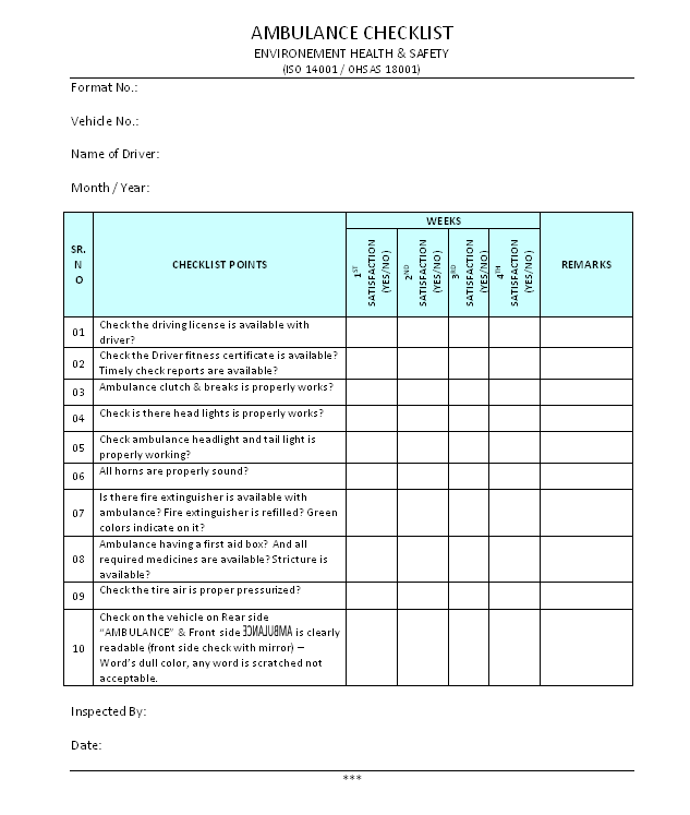 Vehicle Inspection Form Template Pdf - BestTemplatess - BestTemplatess