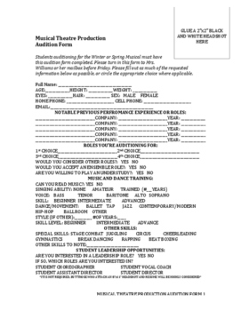 Audition Form Template - BestTemplatess - BestTemplatess