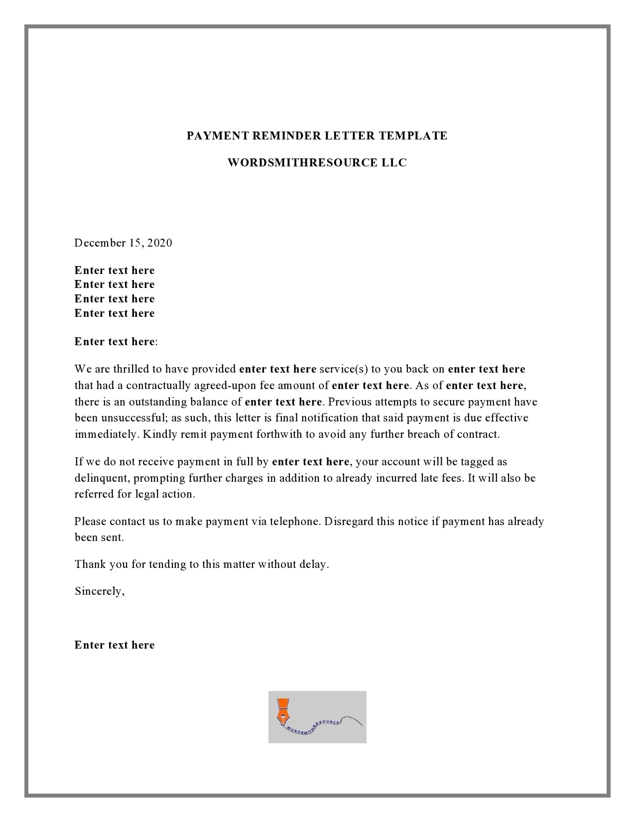 Sample Overdue Payment Reminder Letters - BestTemplatess - BestTemplatess