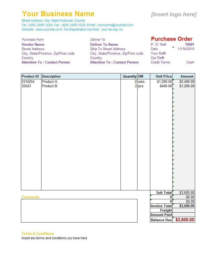Purchase Order Email Template - BestTemplatess - BestTemplatess
