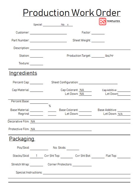 Production Order Form Template - BestTemplatess - BestTemplatess