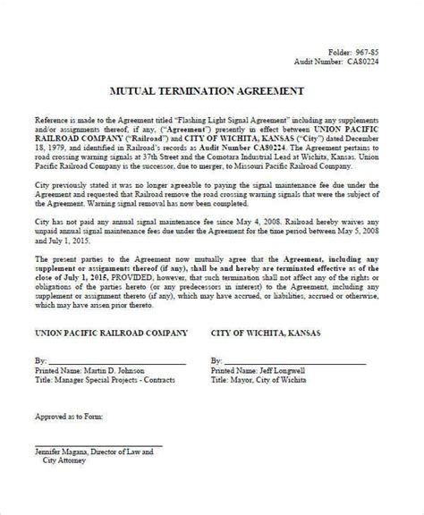 Mutual Contract Termination Agreement Template - BestTemplatess ...