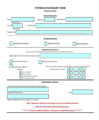 System Access Request Form Template - BestTemplatess - BestTemplatess