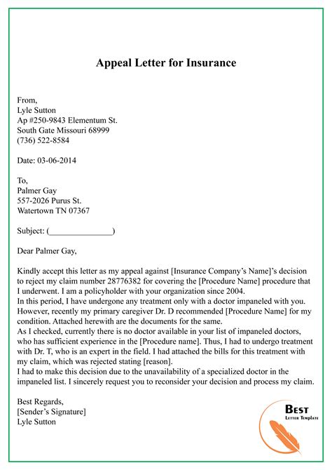 How To Write An Appeal Letter To An Insurance Company - BestTemplatess ...