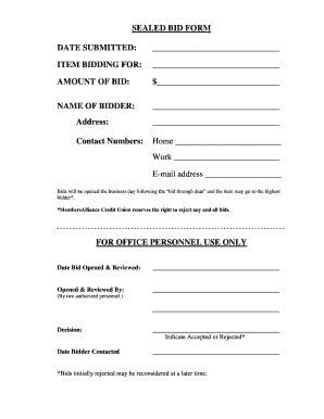 Sealed Bid Form Template - BestTemplatess - BestTemplatess