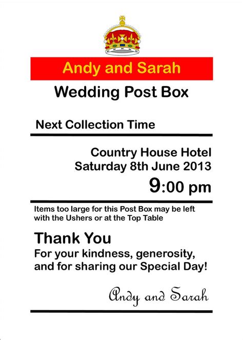 Wedding Post Box Sign Template - BestTemplatess - BestTemplatess