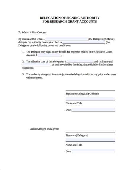 Delegation Of Authority Form Template - BestTemplatess - BestTemplatess