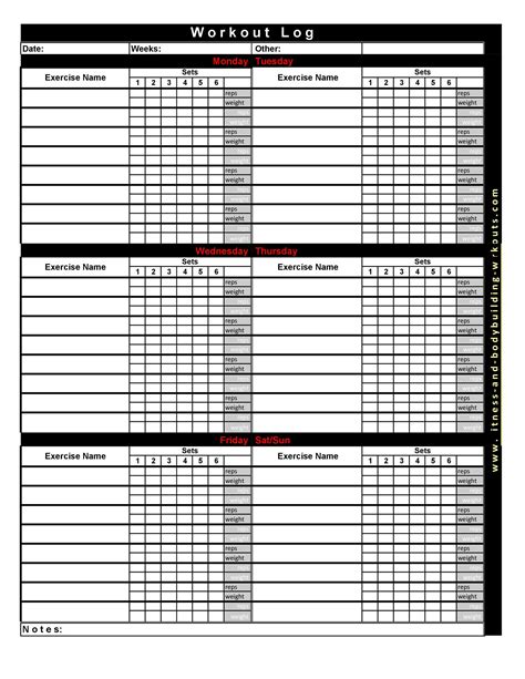 Workout Sheet Templates - BestTemplatess - BestTemplatess