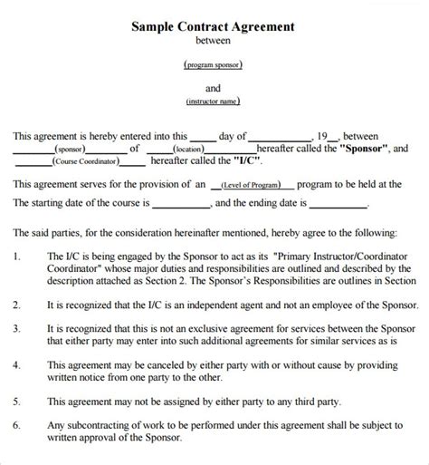 Contract Agreement Between Two Parties Template - BestTemplatess ...