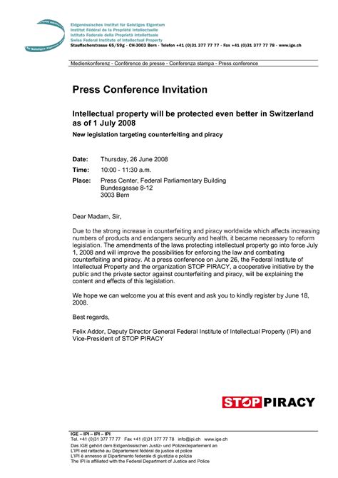 Press Conference Invitation Template - BestTemplatess - BestTemplatess