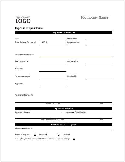 Expense Request Form Template - BestTemplatess - BestTemplatess