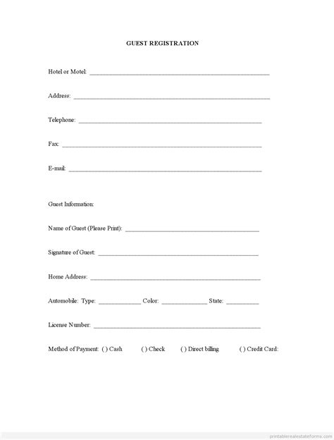 Guest Registration Form Template - BestTemplatess - BestTemplatess