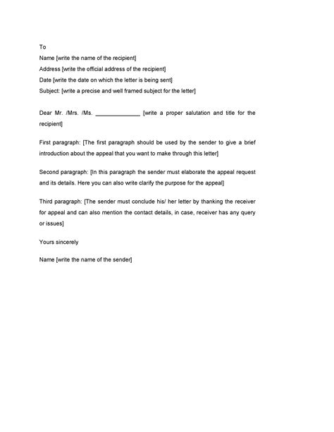 How To Make An Appeal Letter - BestTemplatess - BestTemplatess