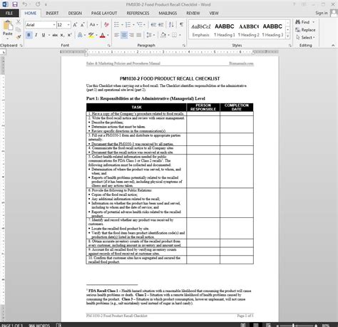 Product Recall Plan Template - BestTemplatess - BestTemplatess