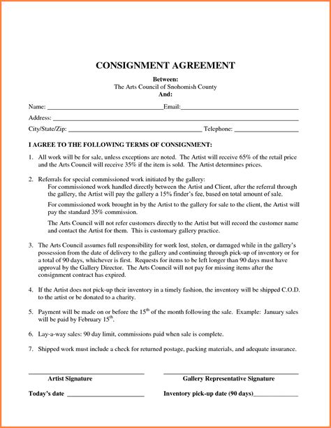 Retail Consignment Agreement Template - BestTemplatess - BestTemplatess