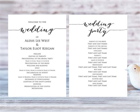 Free Printable Wedding Ceremony Program Templates - BestTemplatess ...