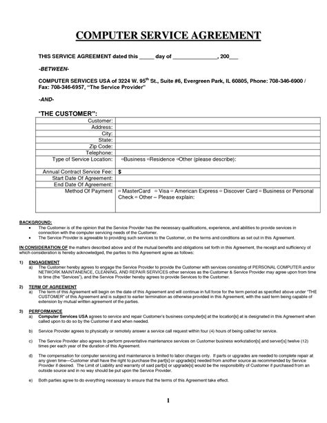 Computer Maintenance Contract Template - BestTemplatess - BestTemplatess