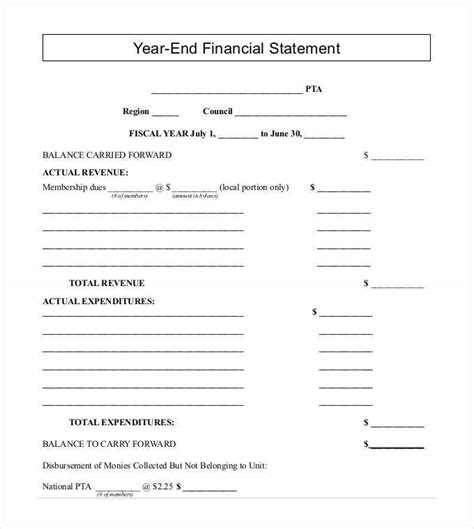 Year End Financial Statement Template - BestTemplatess - BestTemplatess