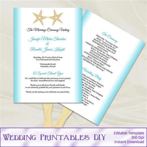 Beach Wedding Program Templates - BestTemplatess - BestTemplatess