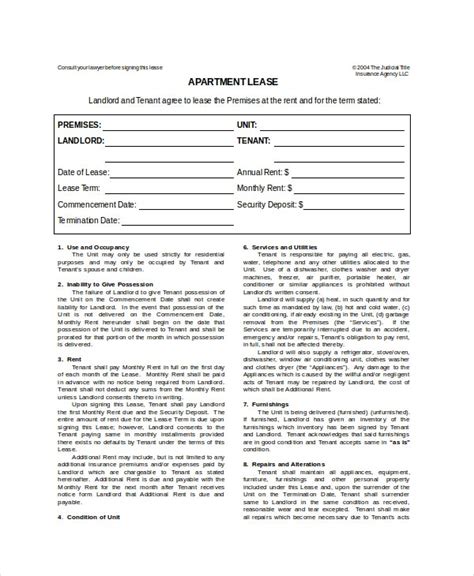 Apartment Rental Agreement Template - BestTemplatess - BestTemplatess