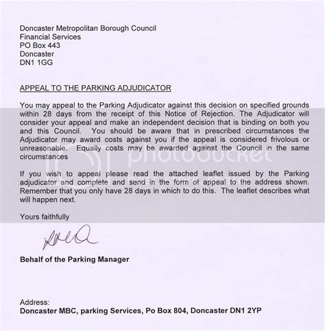 Penalty Charge Notice Appeal Letter - BestTemplatess - BestTemplatess