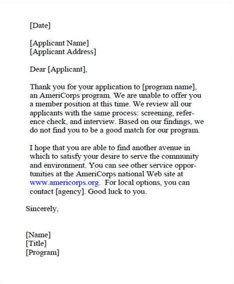 Application Rejection Email Template - BestTemplatess - BestTemplatess