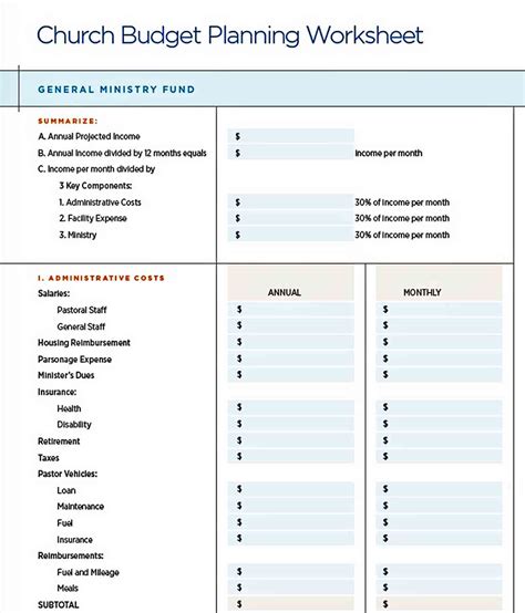 Sample Church Budget Template - BestTemplatess - BestTemplatess