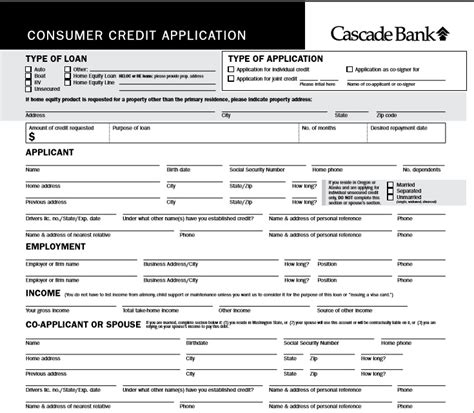 Consumer Credit Application Form Template - BestTemplatess - BestTemplatess