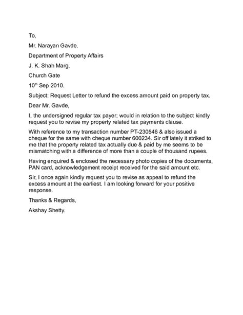 Property Tax Appeal Letter - BestTemplatess - BestTemplatess