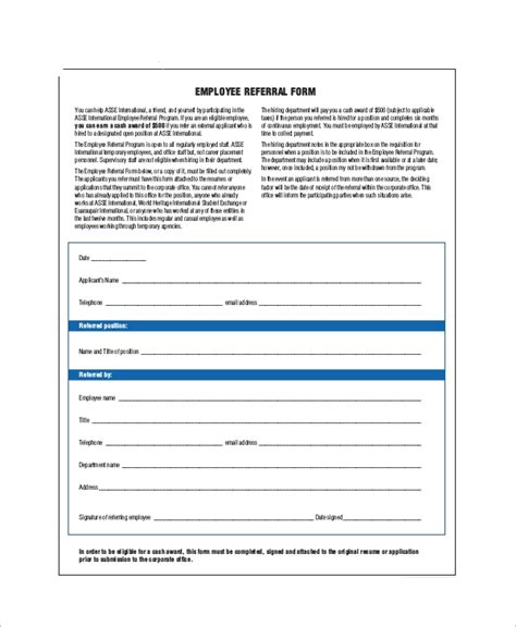 Employee Referral Form Template Word - BestTemplatess - BestTemplatess