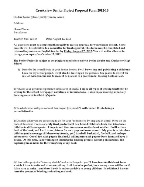Senior Project Proposal Template - BestTemplatess - BestTemplatess