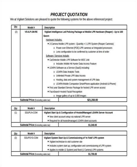 Project Quote Template - BestTemplatess - BestTemplatess