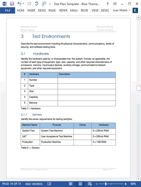 Server Test Plan Template - BestTemplatess - BestTemplatess
