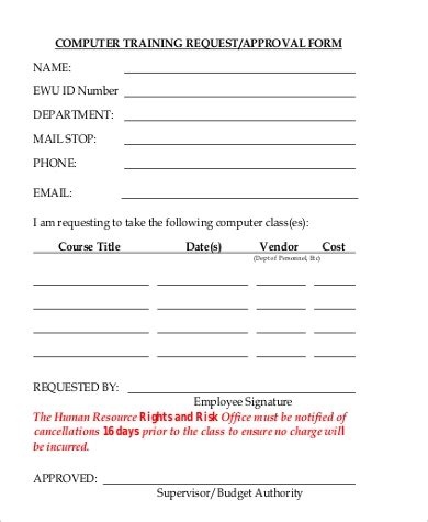 Training Approval Form Template - BestTemplatess - BestTemplatess