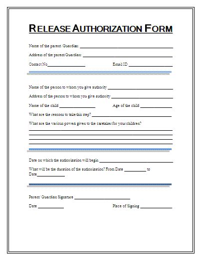 Authorization To Release Information Form Template - BestTemplatess ...