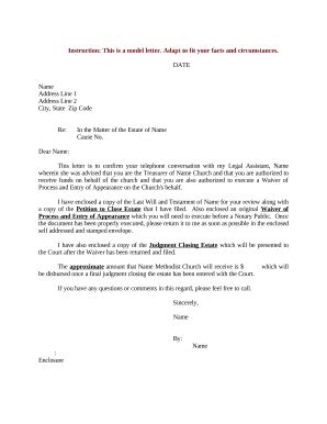 Estate Distribution Letter Template - BestTemplatess - BestTemplatess