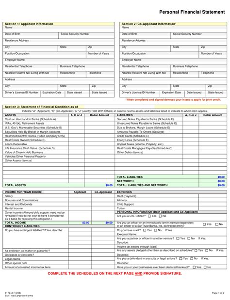 Personal Financial Statement Template Pdf - BestTemplatess - BestTemplatess