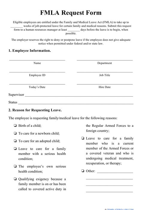 Fmla Request Form Template - BestTemplatess - BestTemplatess