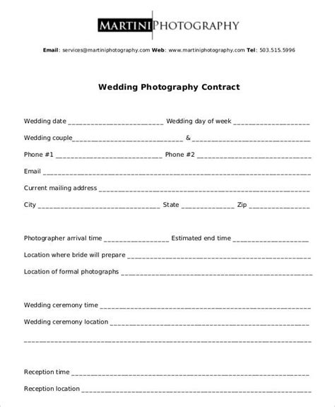 Simple Wedding Photography Contract Template - BestTemplatess ...