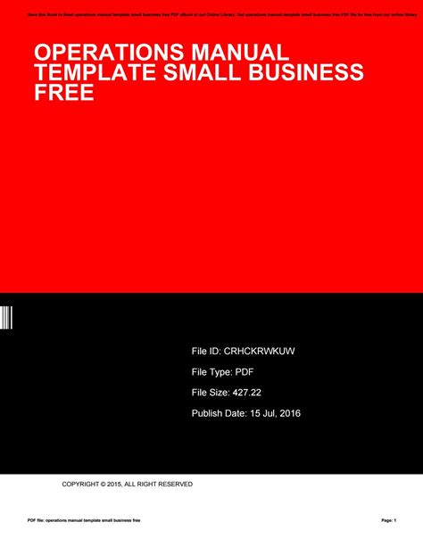 Small Business Operations Manual Template Free - BestTemplatess ...